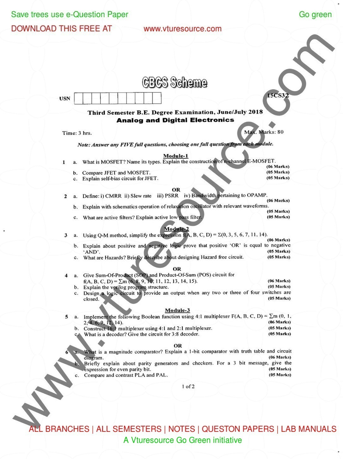 July-2018 - Previous Year Question Papers - analog and digital ...
