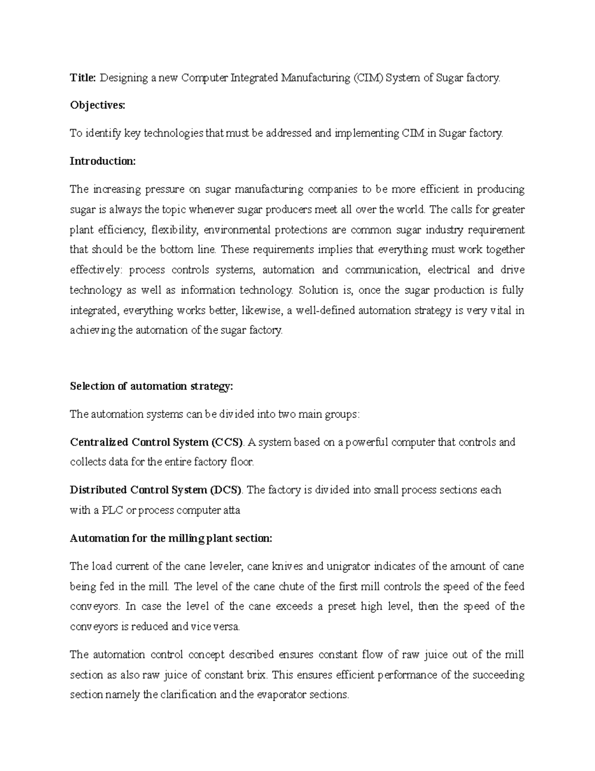 CIM report 2 - Computer integrated - Title: Designing a new Computer ...