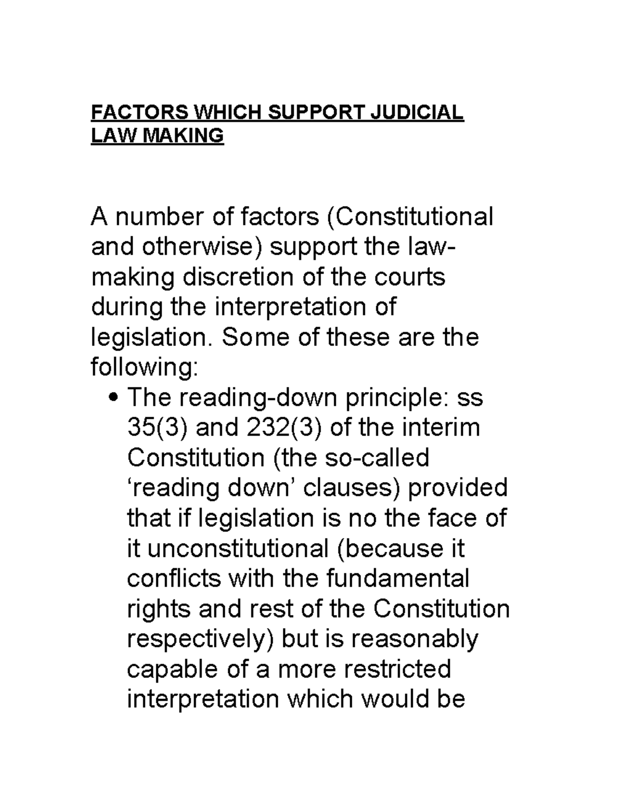 Factors Which Support Judicial LAW Making - FACTORS WHICH SUPPORT ...