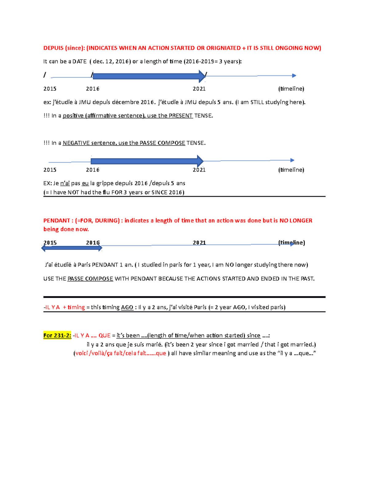 Expressions temporelles - DEPUIS (since): (INDICATES WHEN AN ACTION ...