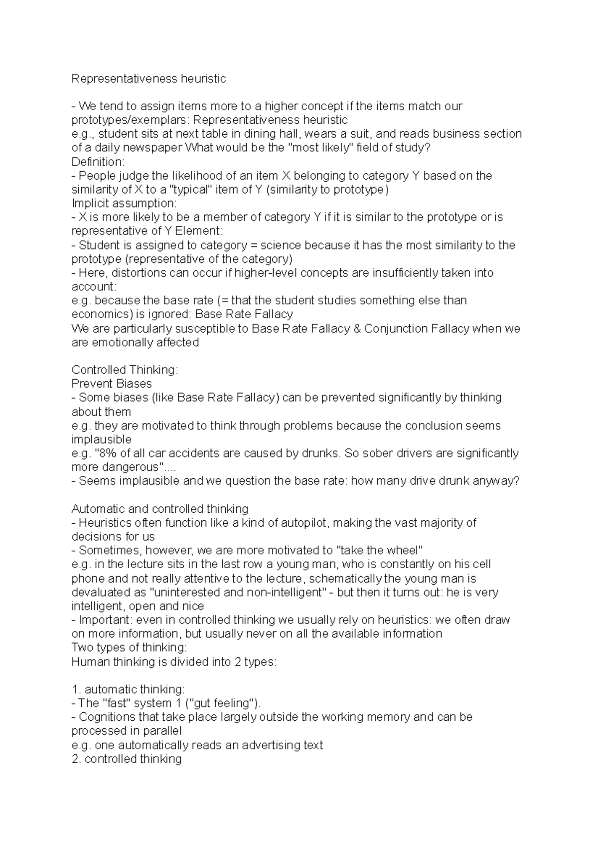 Representativeness heuristic - , student sits at next table in dining ...