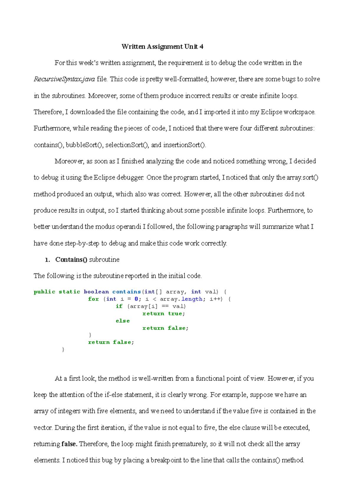 Written Assignment Unit 4 - CS 1103 - UoPeople - Studocu