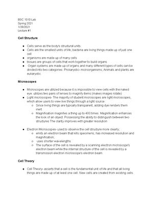 BSC 1010 Lab Lecture #5 - Introduction to the science method, reading ...