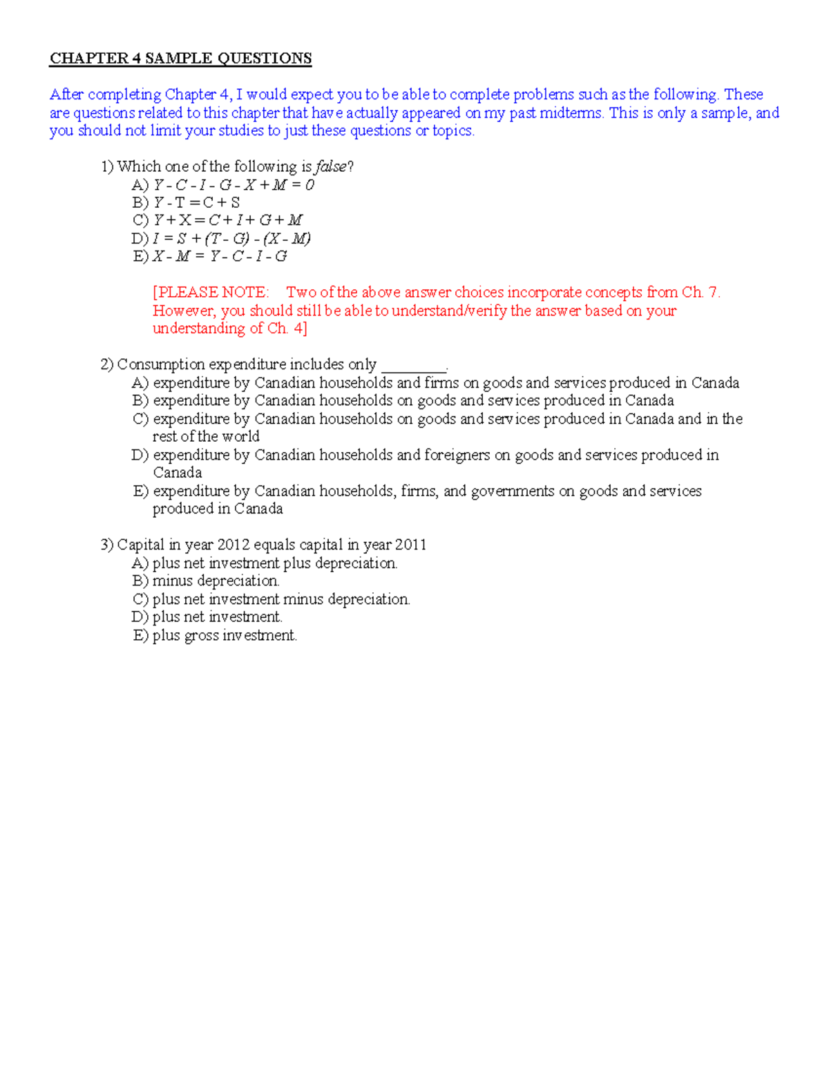 Ch20 - None - CHAPTER 4 SAMPLE QUESTIONS After completing Chapter 4, I would expect you to be ...