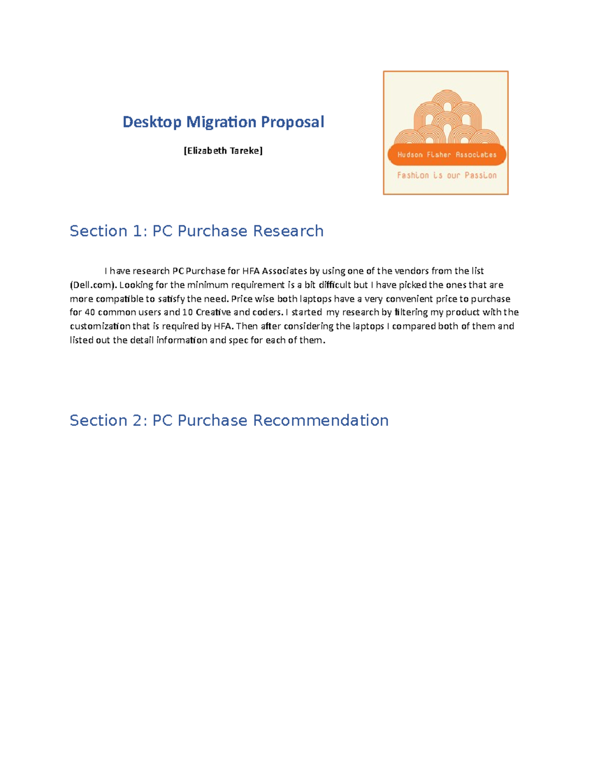 Desktop Migration Proposal Elizabeth Tareke - Desktop Migration Proposal [Elizabeth Tareke ...