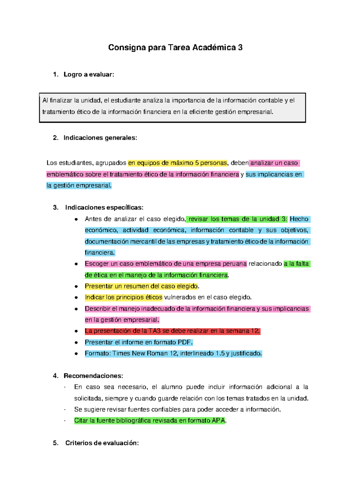 GC A15C Consigna TA3 22C1M - Consigna para Tarea Académica 3 1. Logro a evaluar: Al finalizar la ...