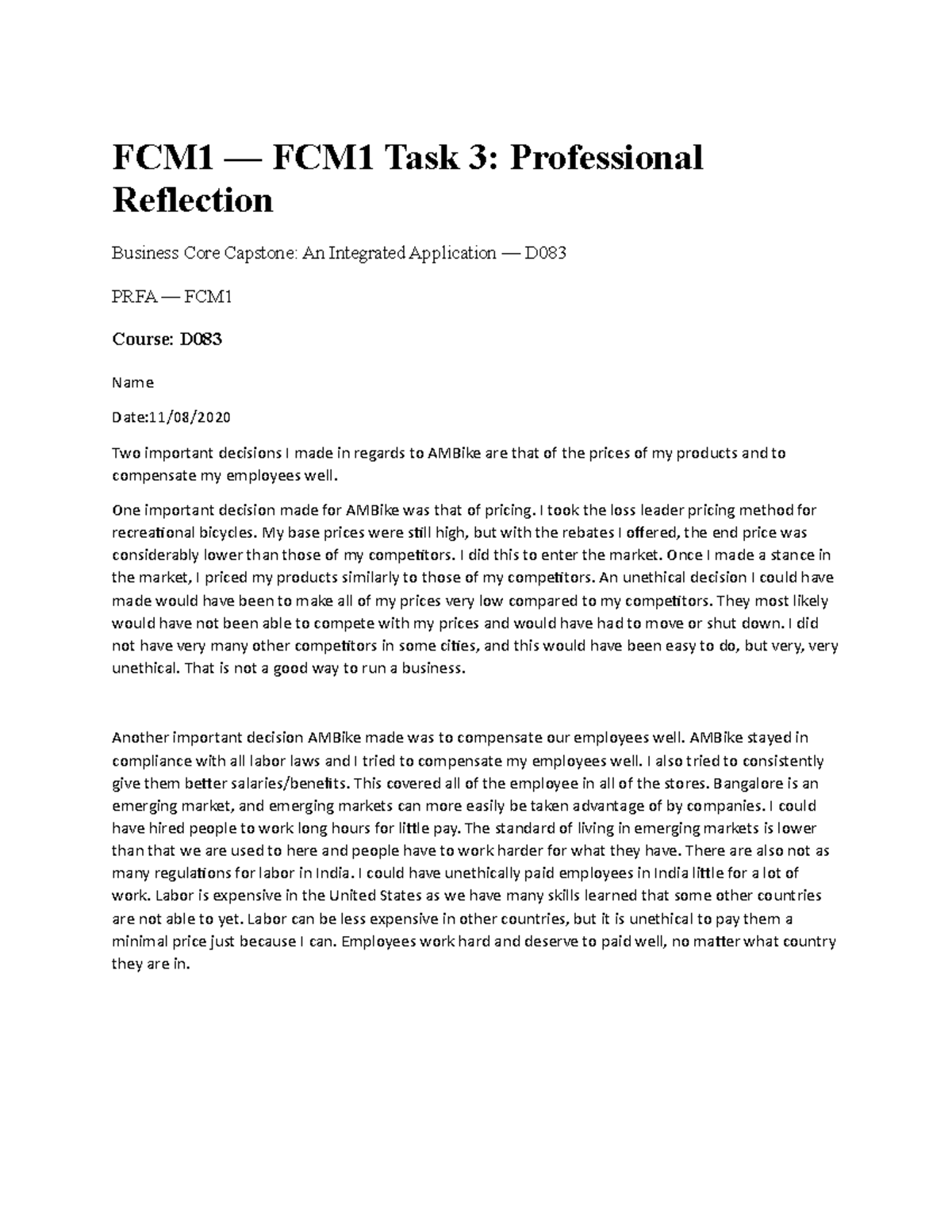 D083 Task 3 sstudo - Task 3 - FCM1 — FCM1 Task 3: Professional ...