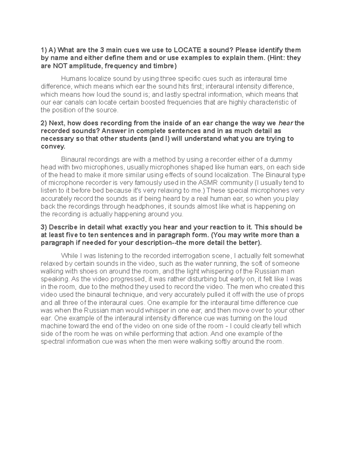 Introduction to Psych Week 5 Discussion - Sensation and Perception - A ...