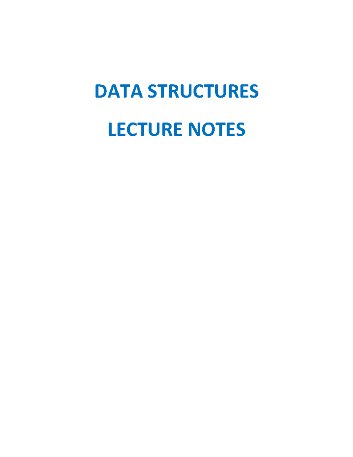 DS Lecture Notes - DATA STRUCTURES LECTURE NOTES UNIT-I INTRODUCTION TO ...