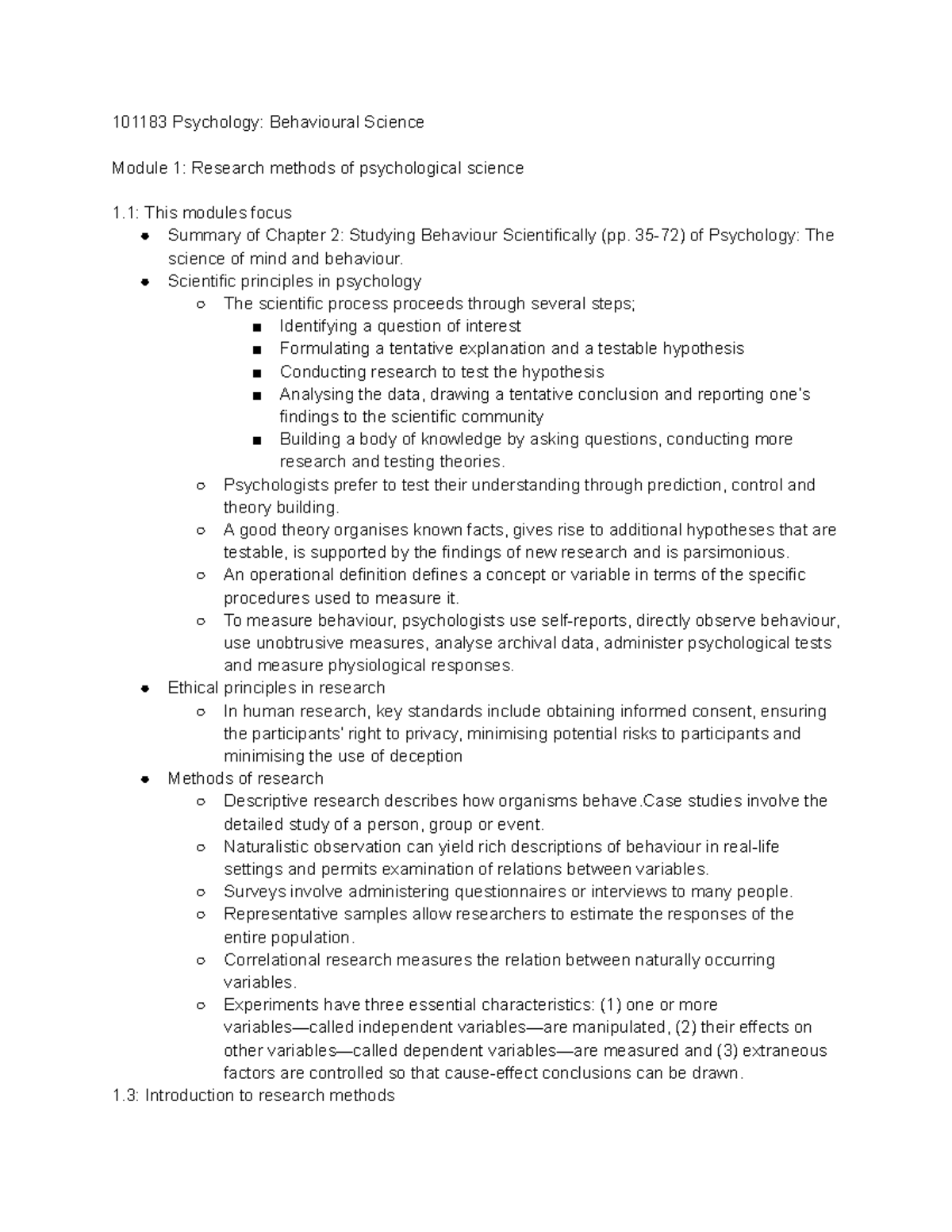 T3 Behavioural Science - 101183 Psychology: Behavioural Science Module ...