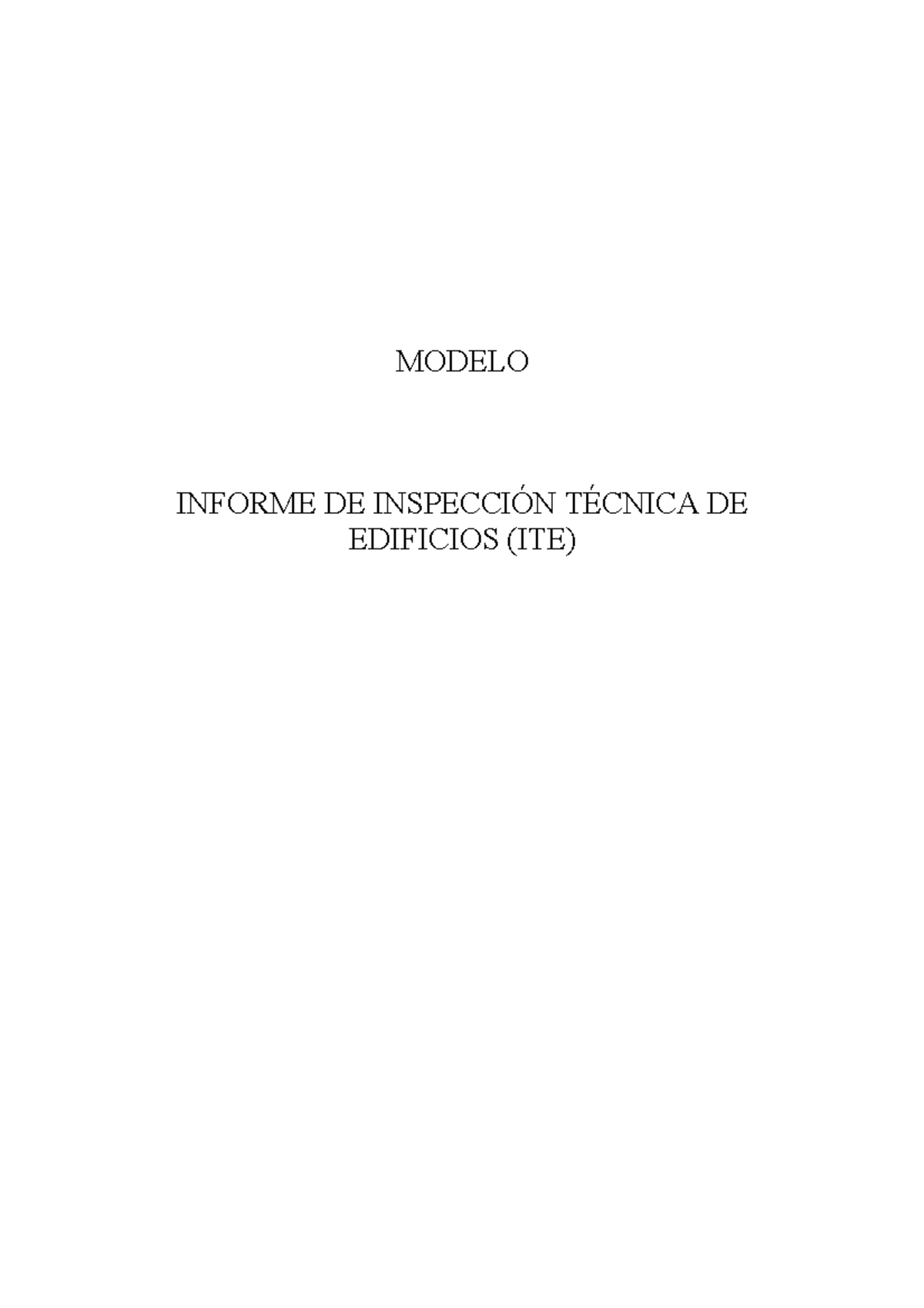 REV0 - Modelo de inspección Técnica - MODELO INFORME DE INSPECCIÓN TÉCNICA DE EDIFICIOS (ITE ...