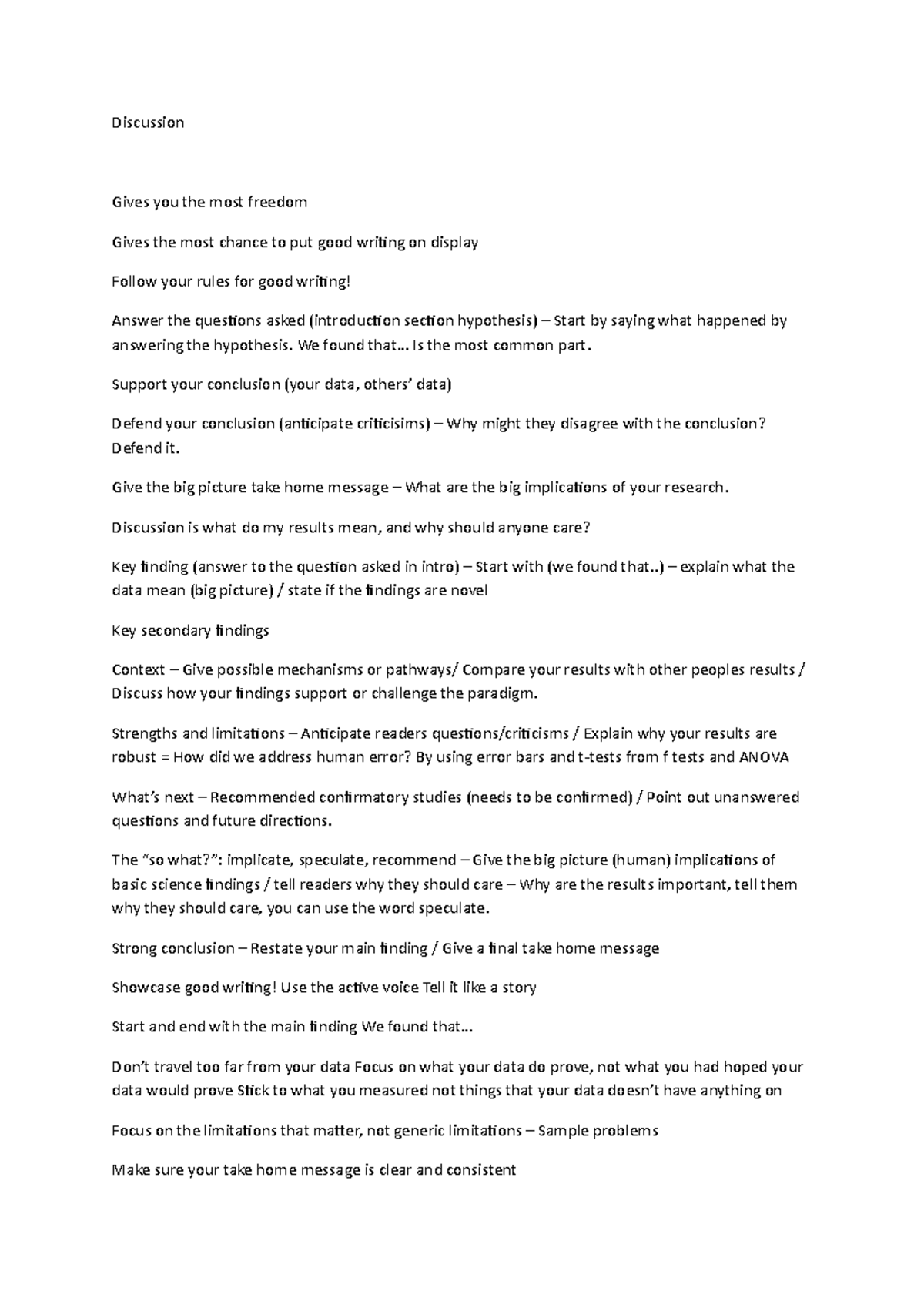 Notes on writing a discussion in scientific writing - Discussion Gives ...