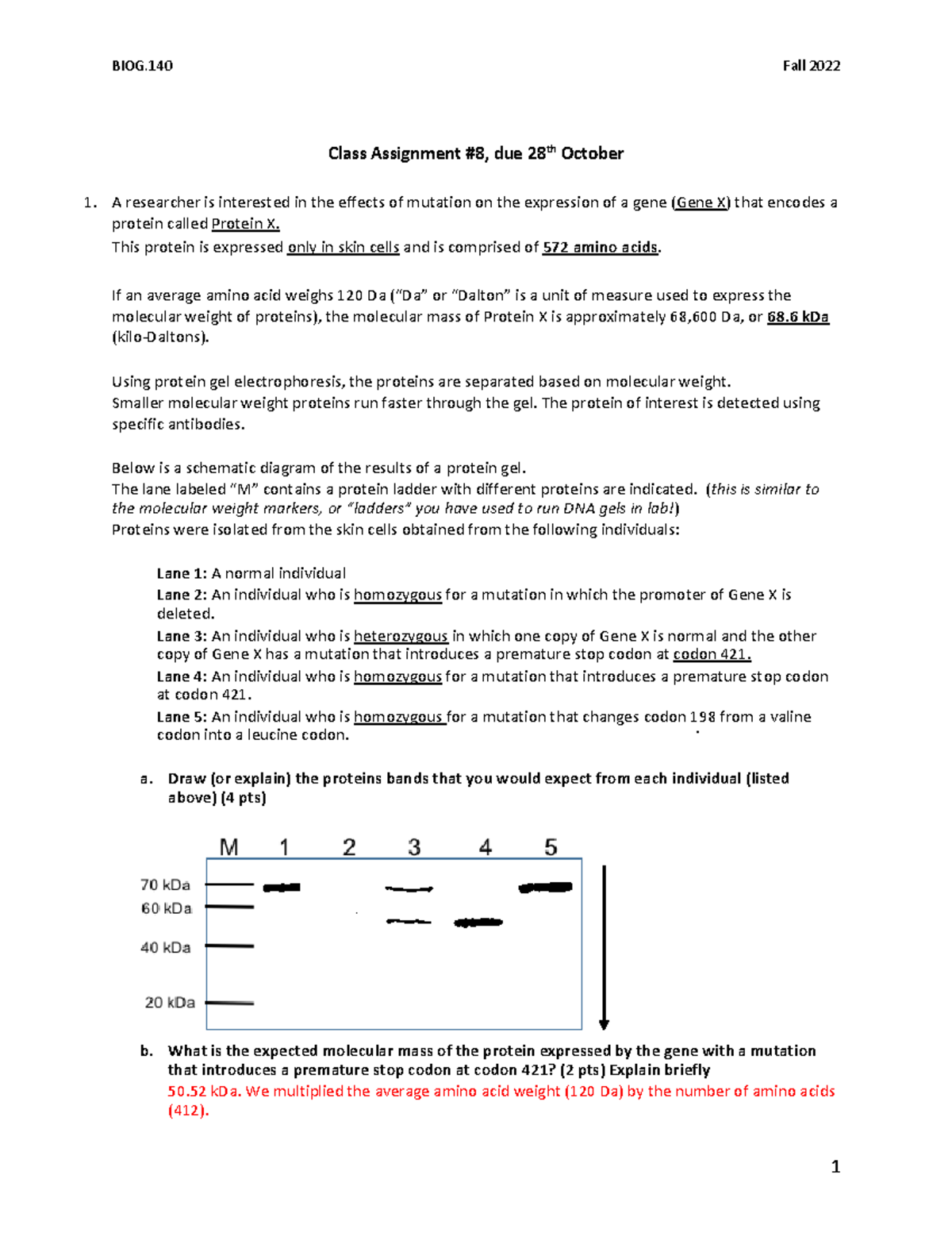 BIOG140 Class assignment 8 - BIOG Fall 2022 1 Class Assignment #8, due 28th October 1. A ...