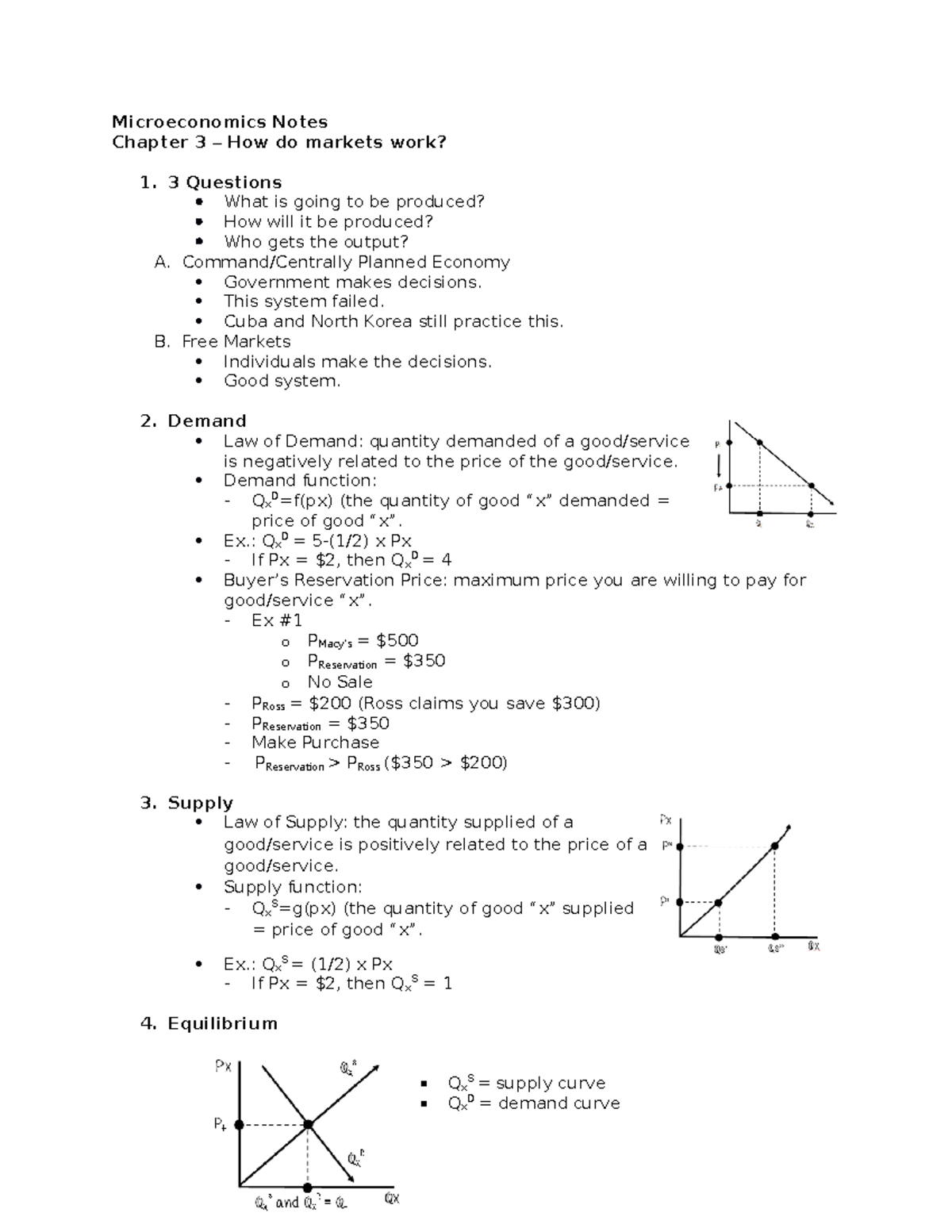Chapter 3 - How markets work - Microeconomics Notes Chapter 3 How do ...