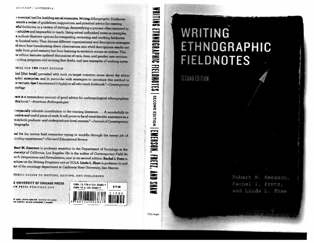 2.4Emerson - ch5 - Writing fieldnotes - Qualitative Methods - StuDocu