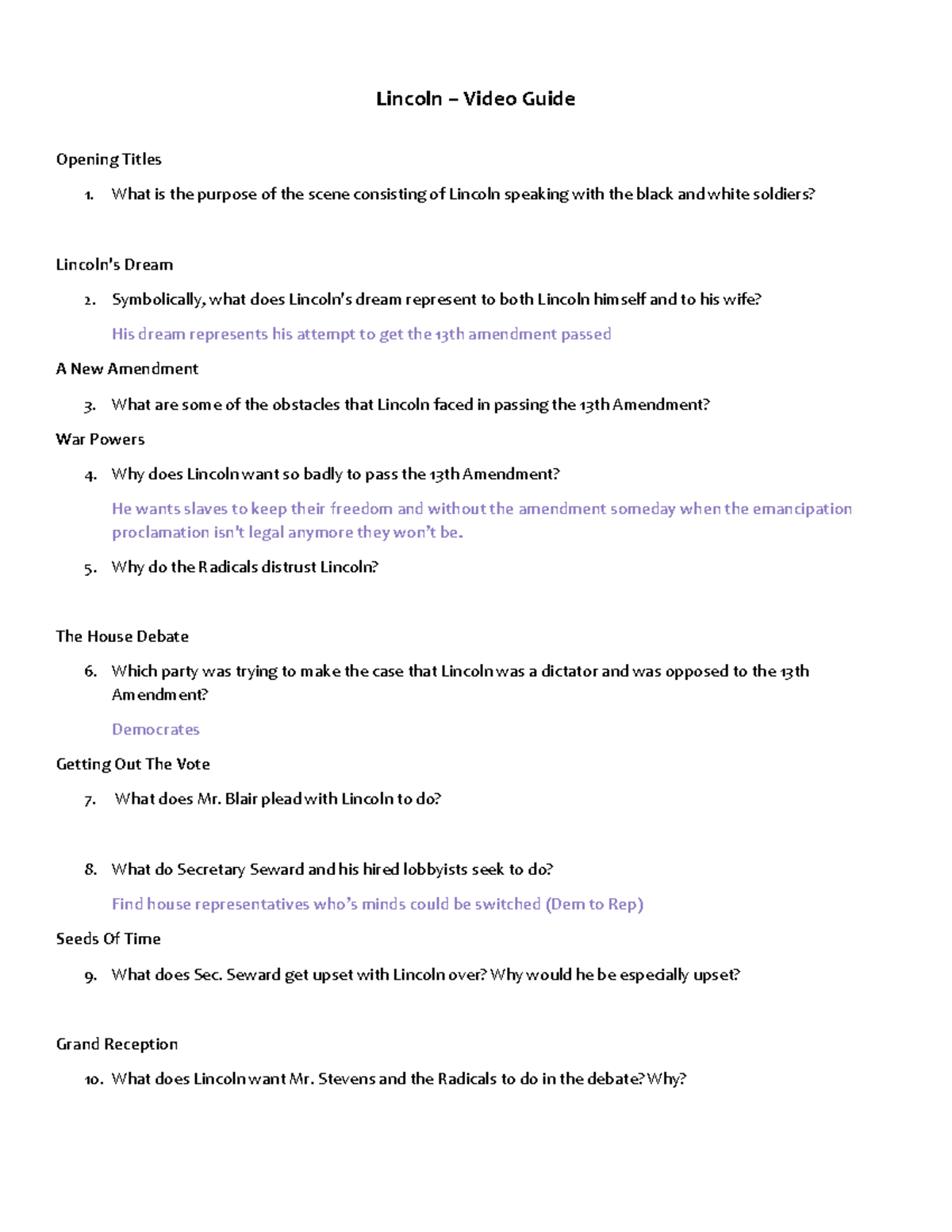 Copy of Lincoln Movie Video Guide 24-25 - Lincoln – Video Guide Opening ...