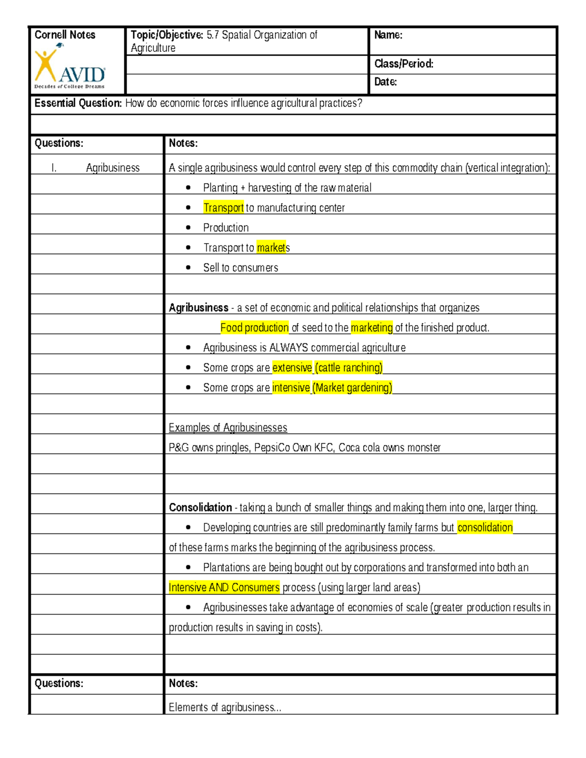 5.7 Cornell Notes - AN ASSINGEMT - Cornell Notes Topic/Objective: 5 ...