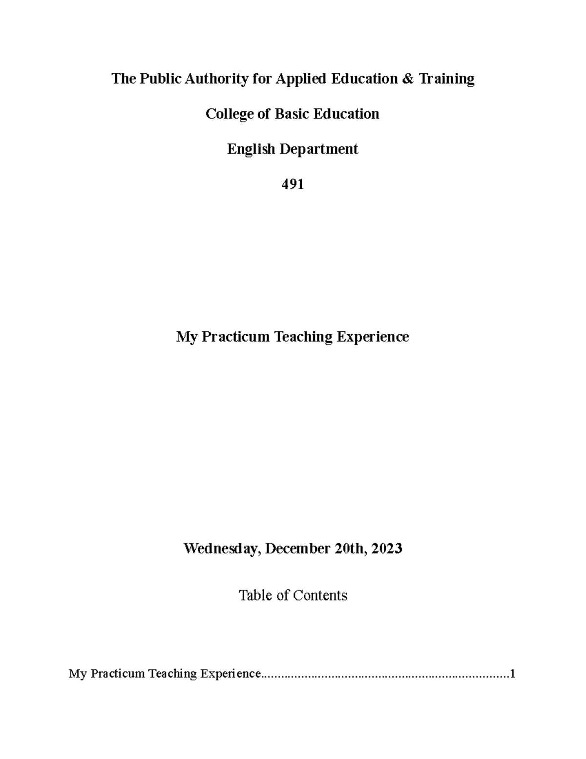 Teaching practicum - The Public Authority for Applied Education ...