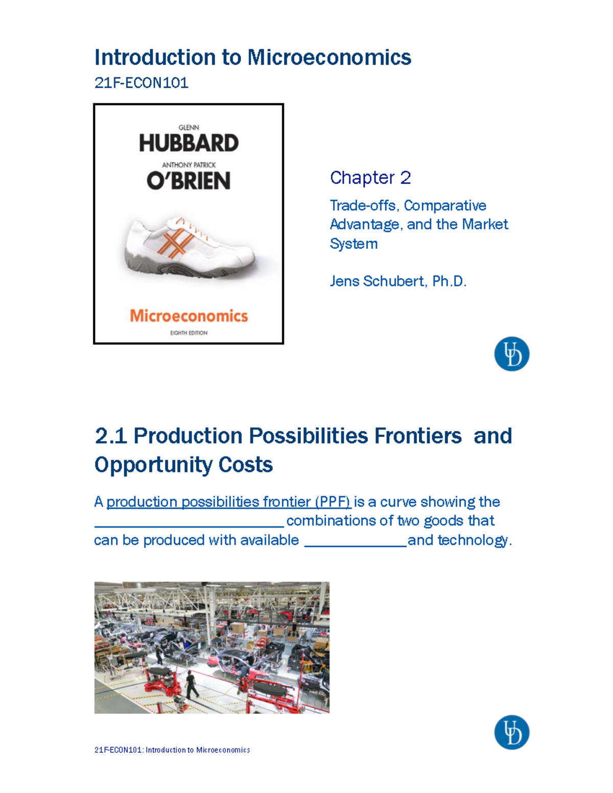 21F 101 02 Tradeoffs HAC - Introduction to Microeconomics Chapter 2 Trade-offs, Comparative ...
