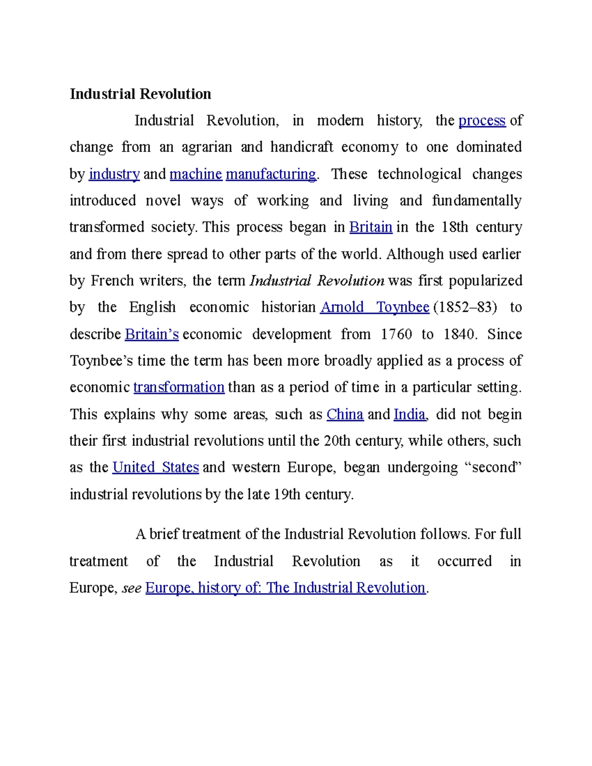 Industrial Revolution - Industrial Revolution Industrial Revolution, in ...