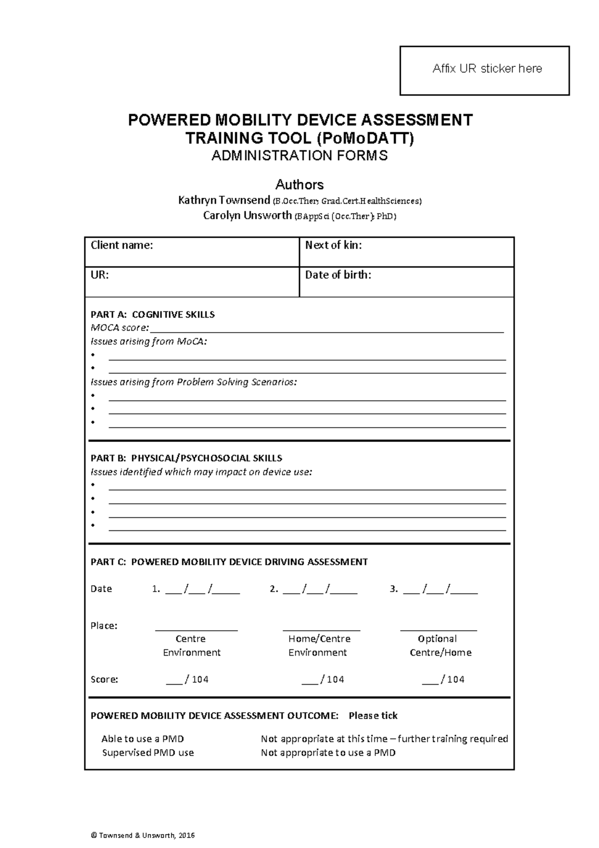 Pomodatt-forms - Pomodatt - POWERED MOBILITY DEVICE ASSESSMENT TRAINING ...