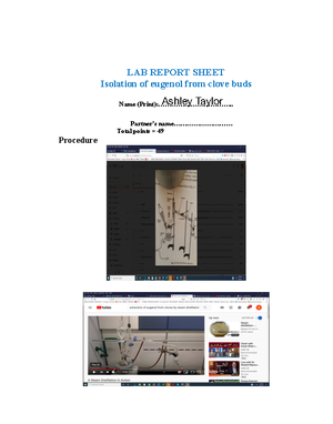 Bromination Cinnamic Acid Lab Report - LAB REPORT SHEET Bromination of trans-cinnamic acid Name ...