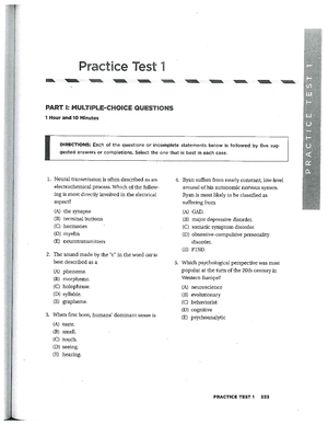 AP Psych 2018 - practice exam - AP Psychology Practice Exam From the ...