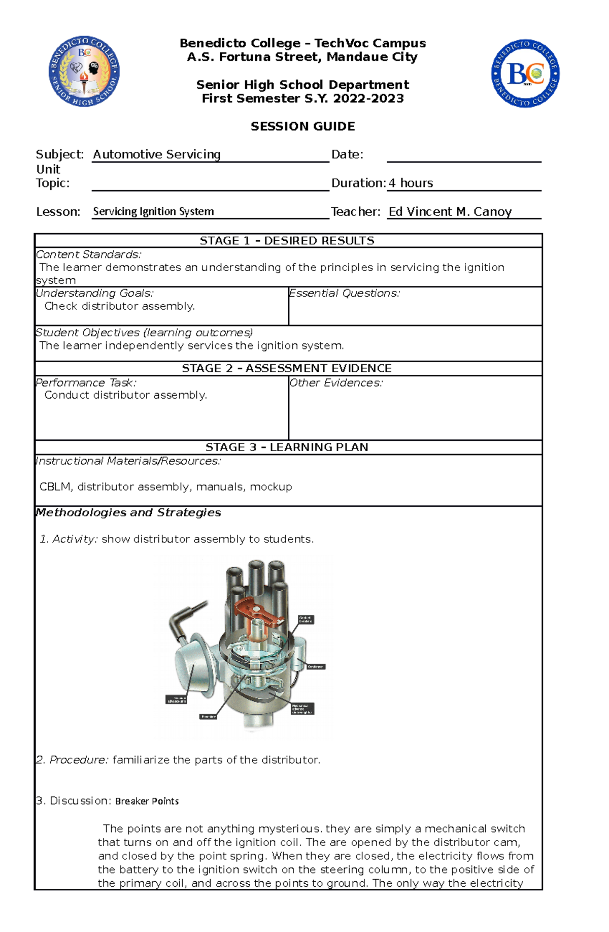Session guide for student - Benedicto College – TechVoc Campus A ...