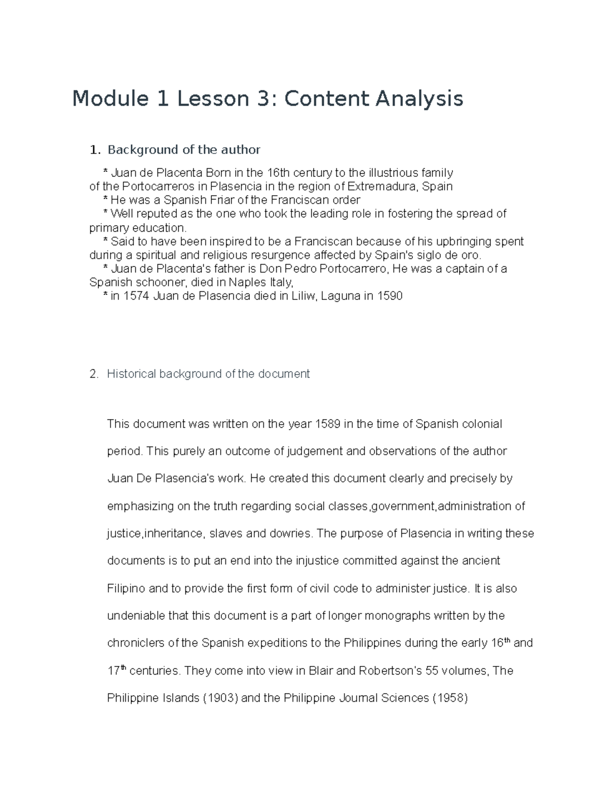 Module 1 Lesson 3 copy - Module 1 Lesson 3: Content Analysis Background ...