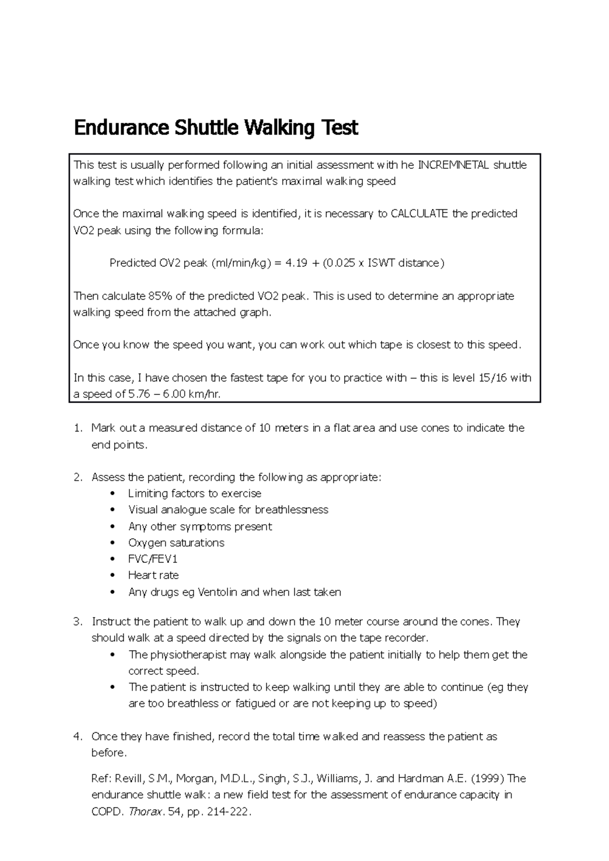 Endurance Shuttle Walking Test copy - Endurance Shuttle Walking Test ...