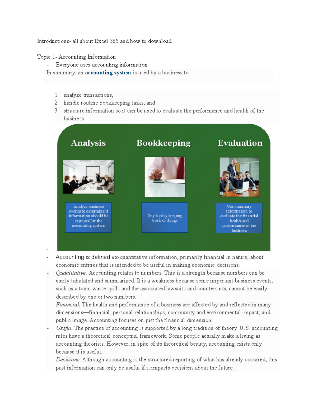 Notes for D196 - Introductions- all about Excel 365 and how to download ...