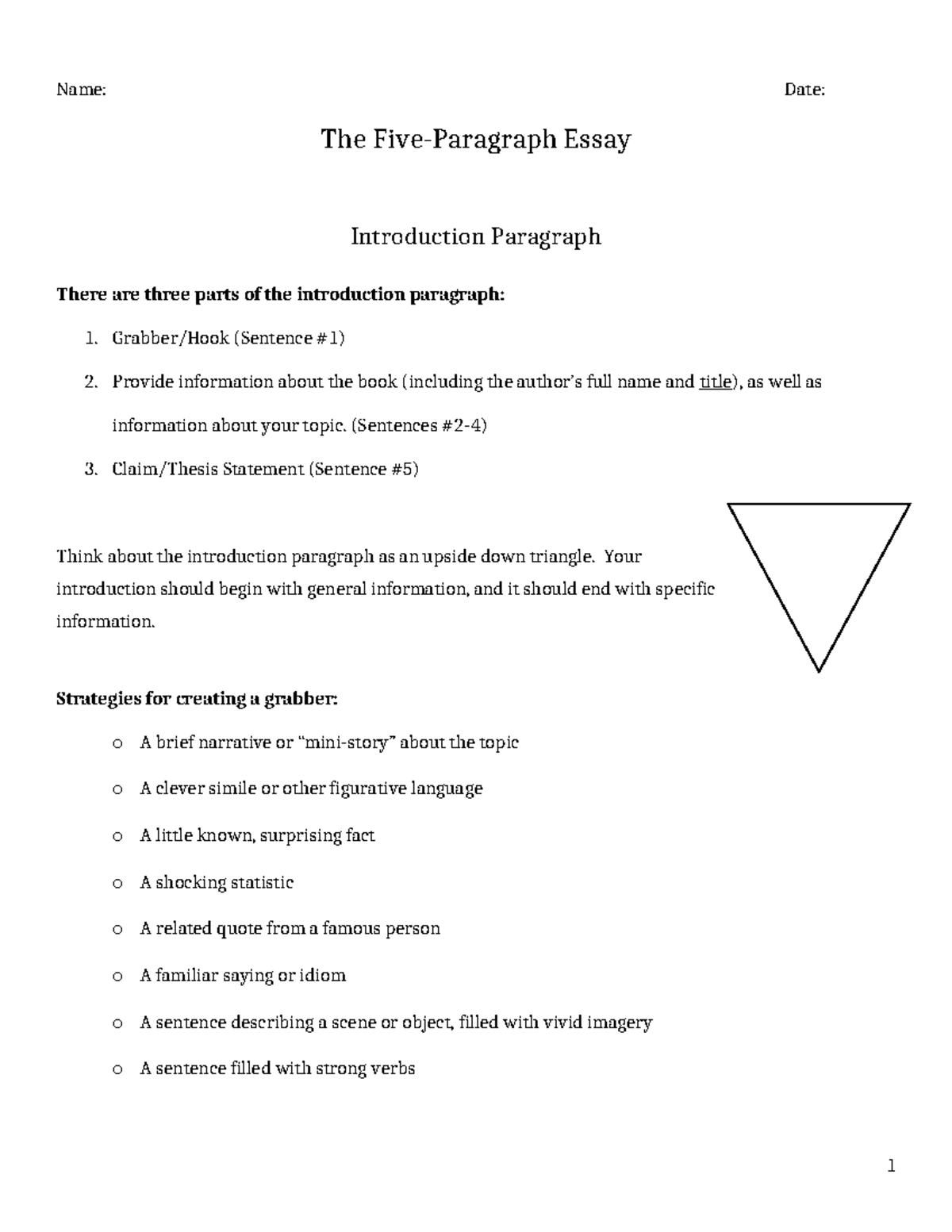 Quote Sandwiches - 5 Paragraph Essay Notes Color-Coded 4 - Name: Date ...