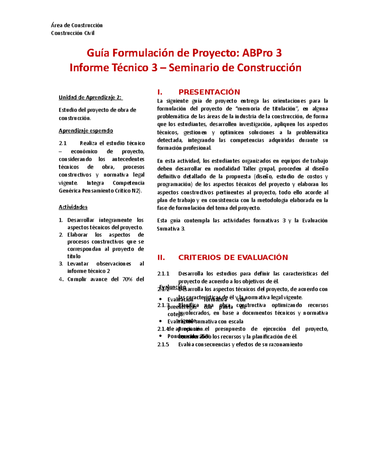 HICC01 U2 Guía ABPro 3 - Área de Construcción Construcción Civil Guía ...