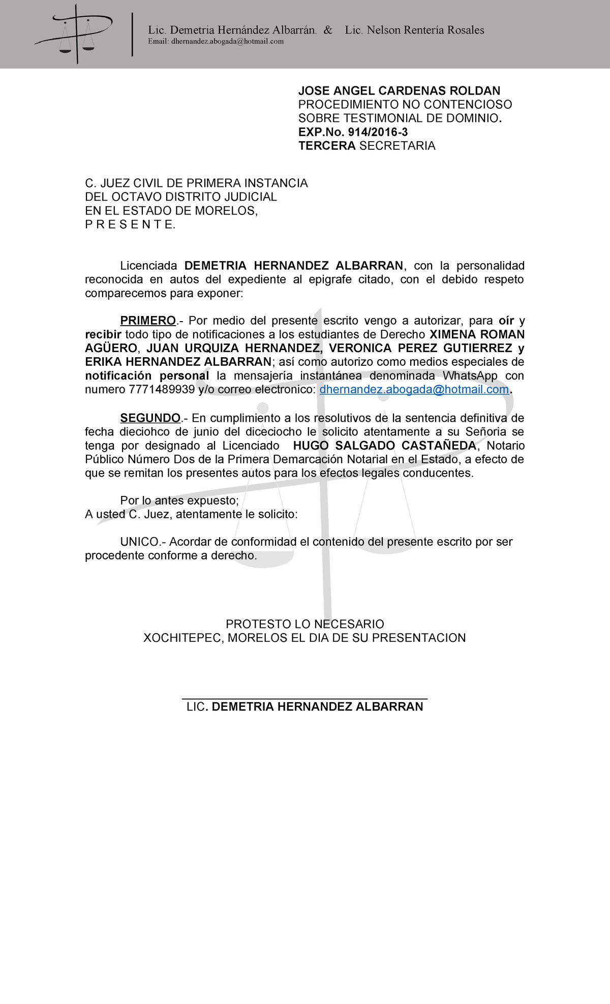 D Esignar notario - Lic. Demetria Hernández Albarrán. & Lic. Nelson ...