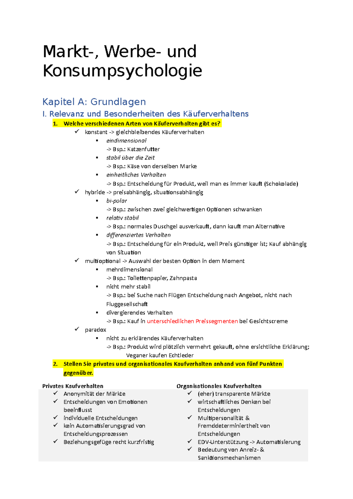 Markt-, Werbe- und Konsumpsychologie - und Konsumpsychologie Kapitel A ...