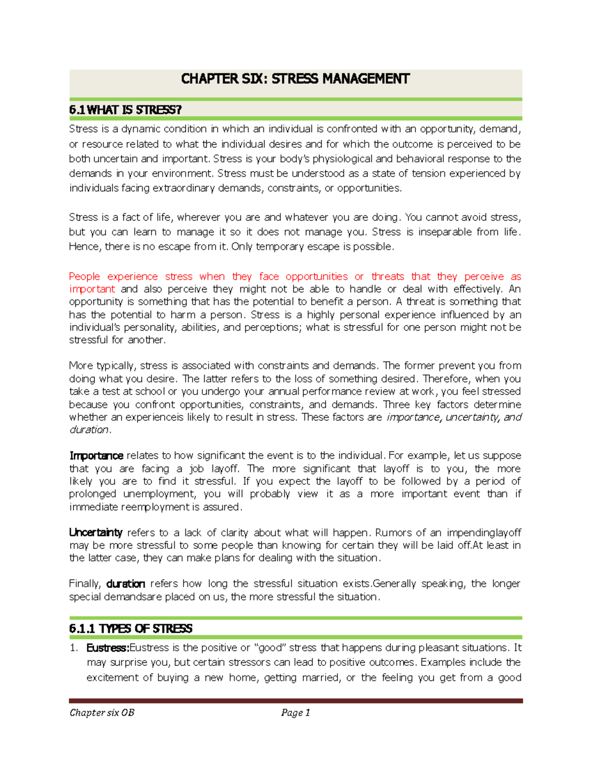 Chapter Sixob - Organisational theory and behaviour - CHAPTER SIX ...