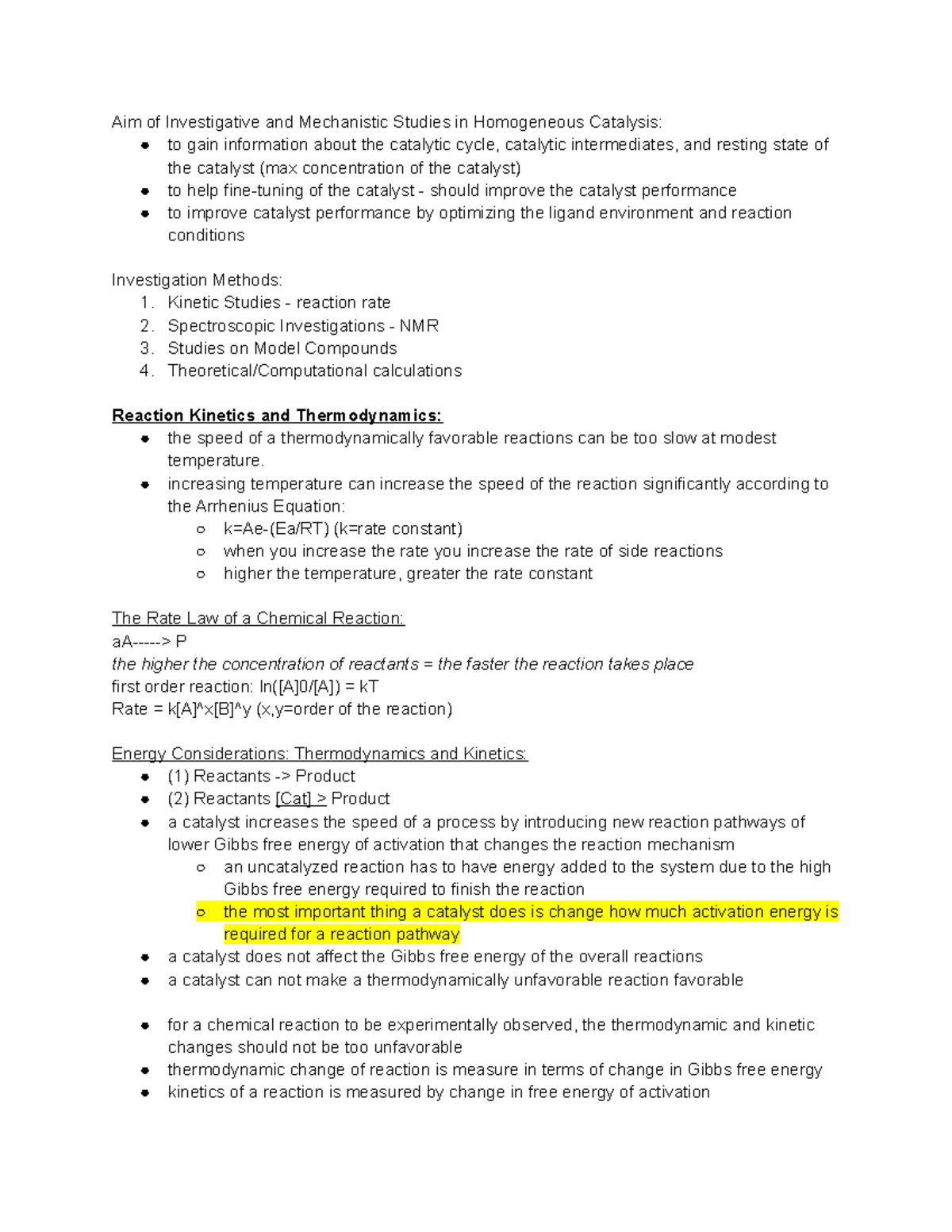 Lecture 19 Notes - Aim of Investigative and Mechanistic Studies in ...