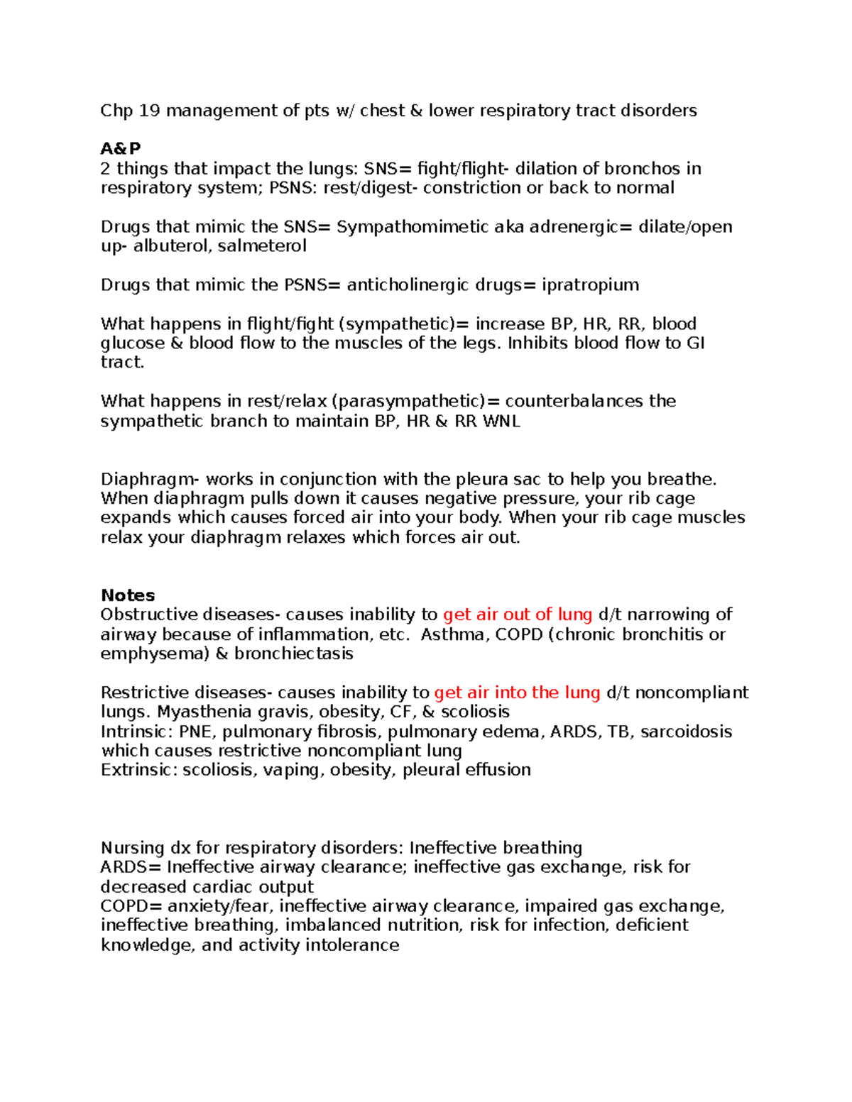 Acute Care Chp 19 - notes - Chp 19 management of pts w/ chest & lower ...