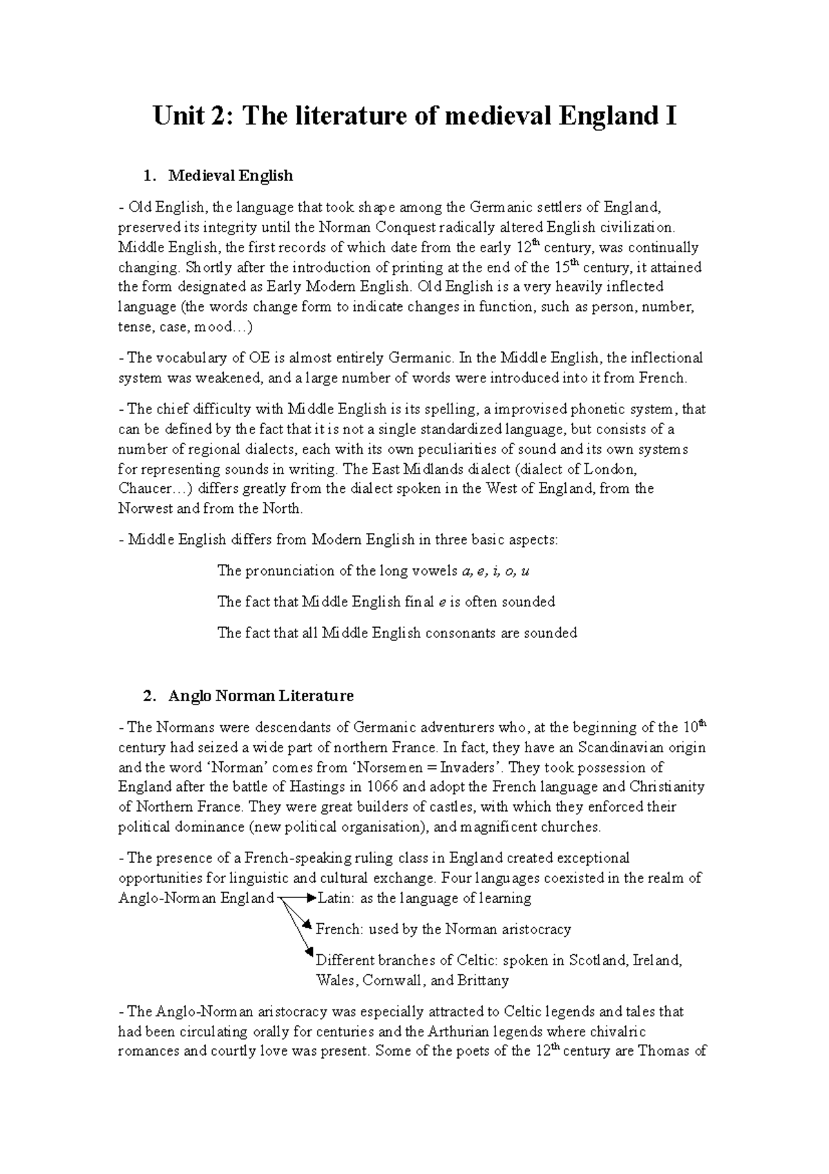 Tema 2 F - Middle English literature - Unit 2: The literature of ...