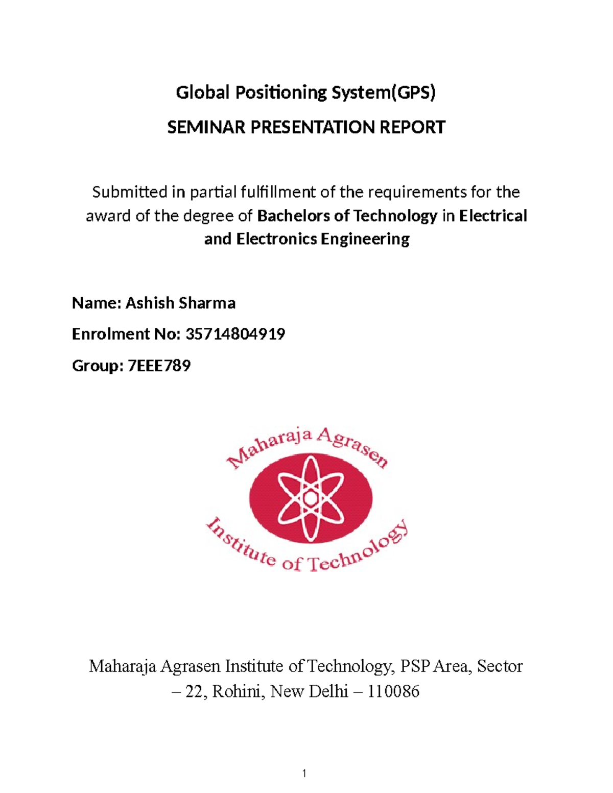 micro practical - 1 Global Positioning System(GPS) SEMINAR PRESENTATION ...