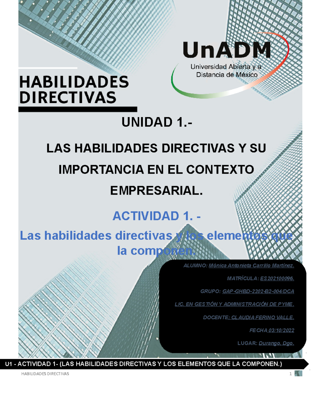GHBD U1 A1 MOCM - espero les ayude - UNIDAD 1.- LAS HABILIDADES ...