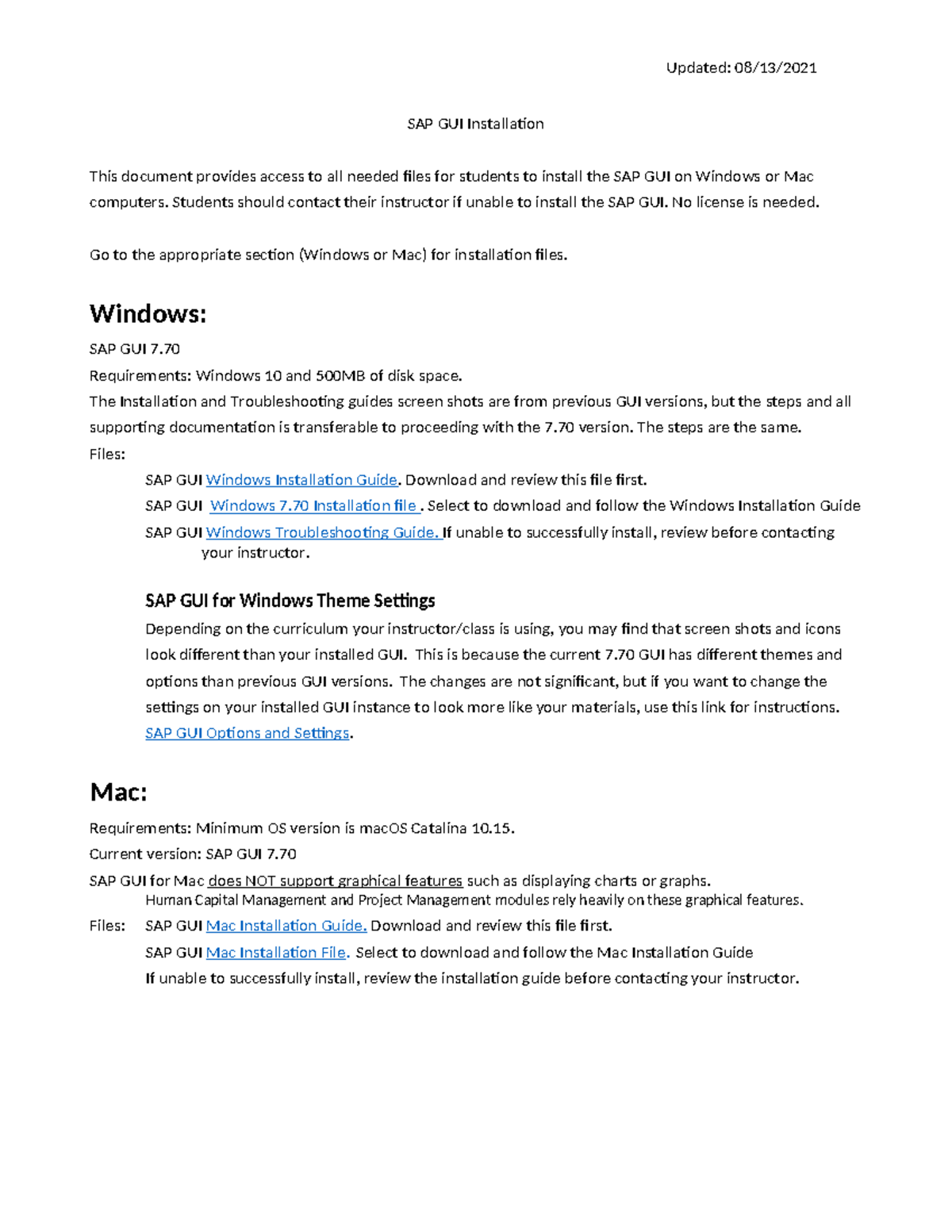Sap Gui Installation Links Gui 7 Updated 08 13 Sap Gui Installation