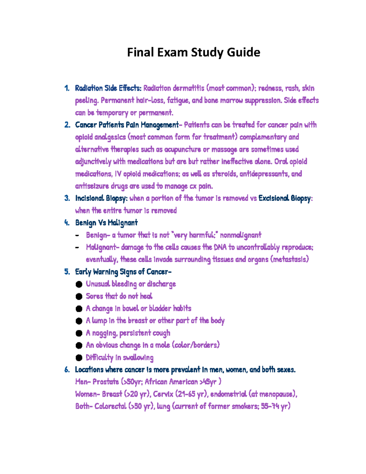 Gerontology Final Exam Review - Final Exam Study Guide Radiation Side ...