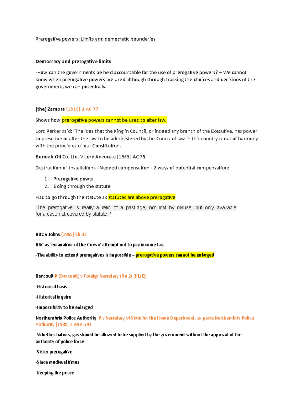 Week 5 Prerogative powers pt 2 - Prerogative powers: Limits and ...