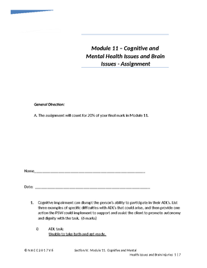 IV-12.2 Assigmt - Module 11 Cognitive Impairment-II - © N A C C 2 0 1 5 ...