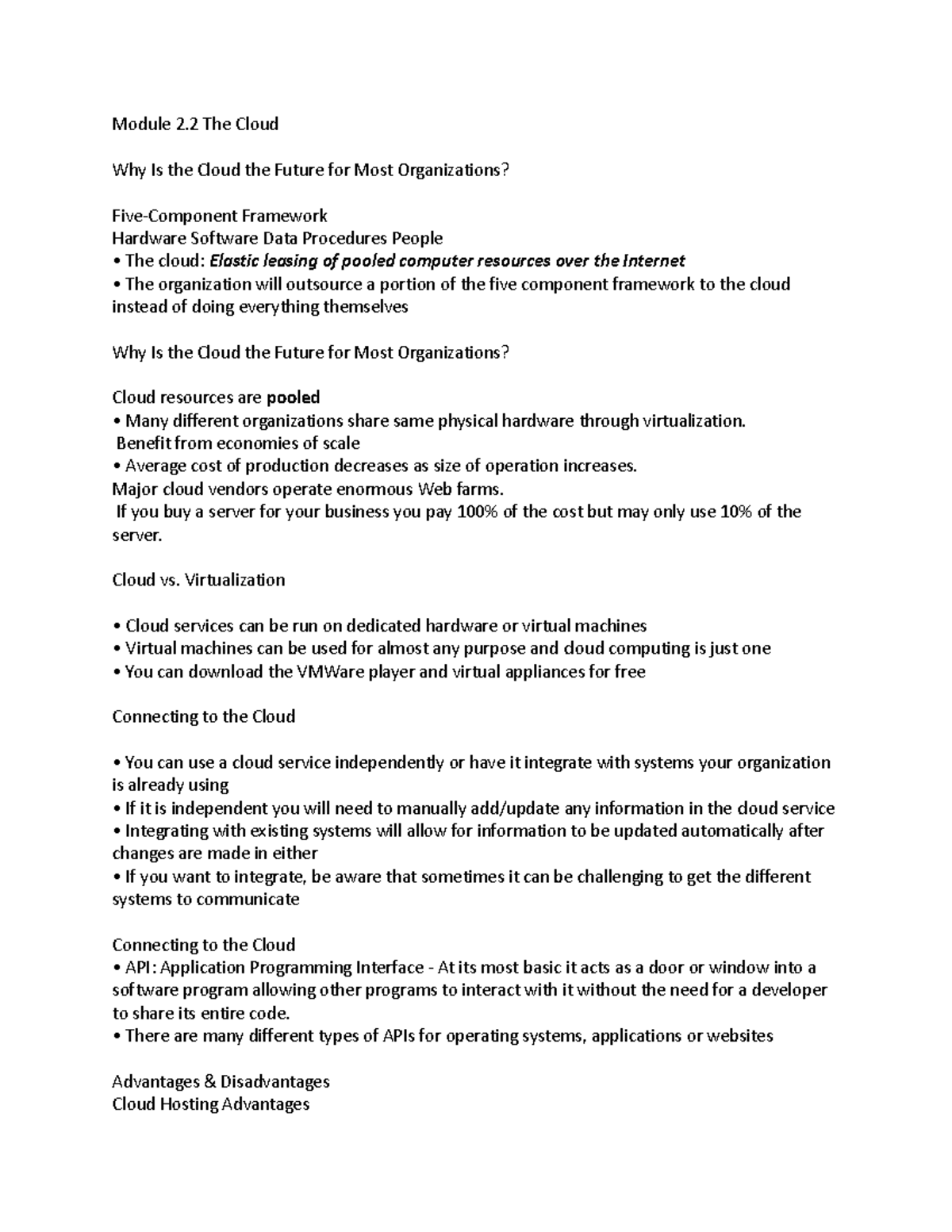 Info system Module 2 - ISM4011 - Module 2 The Cloud Why Is the Cloud ...