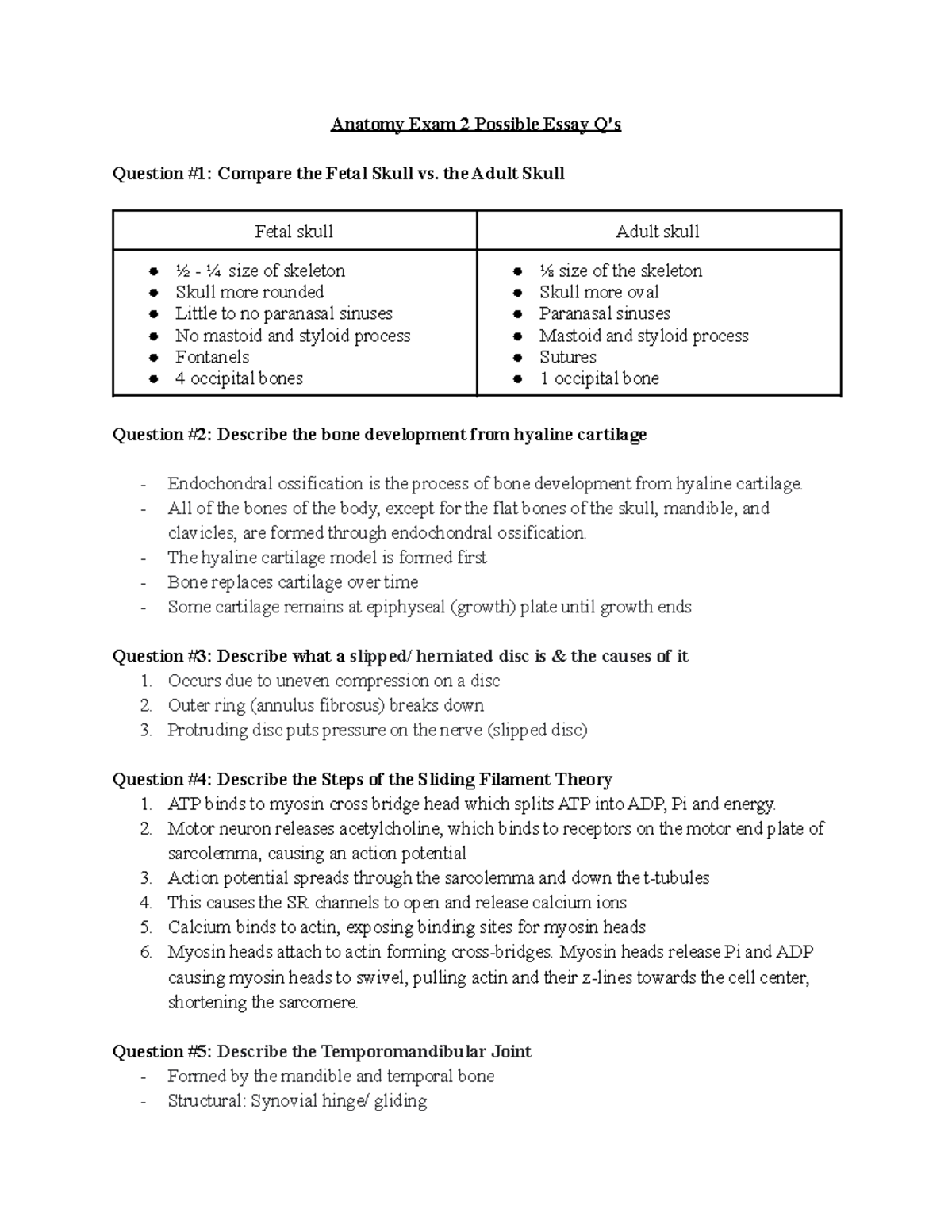 Biology 212 Human Anatomy Exam 2 Possible Essay Q s Anatomy Exam 2 
