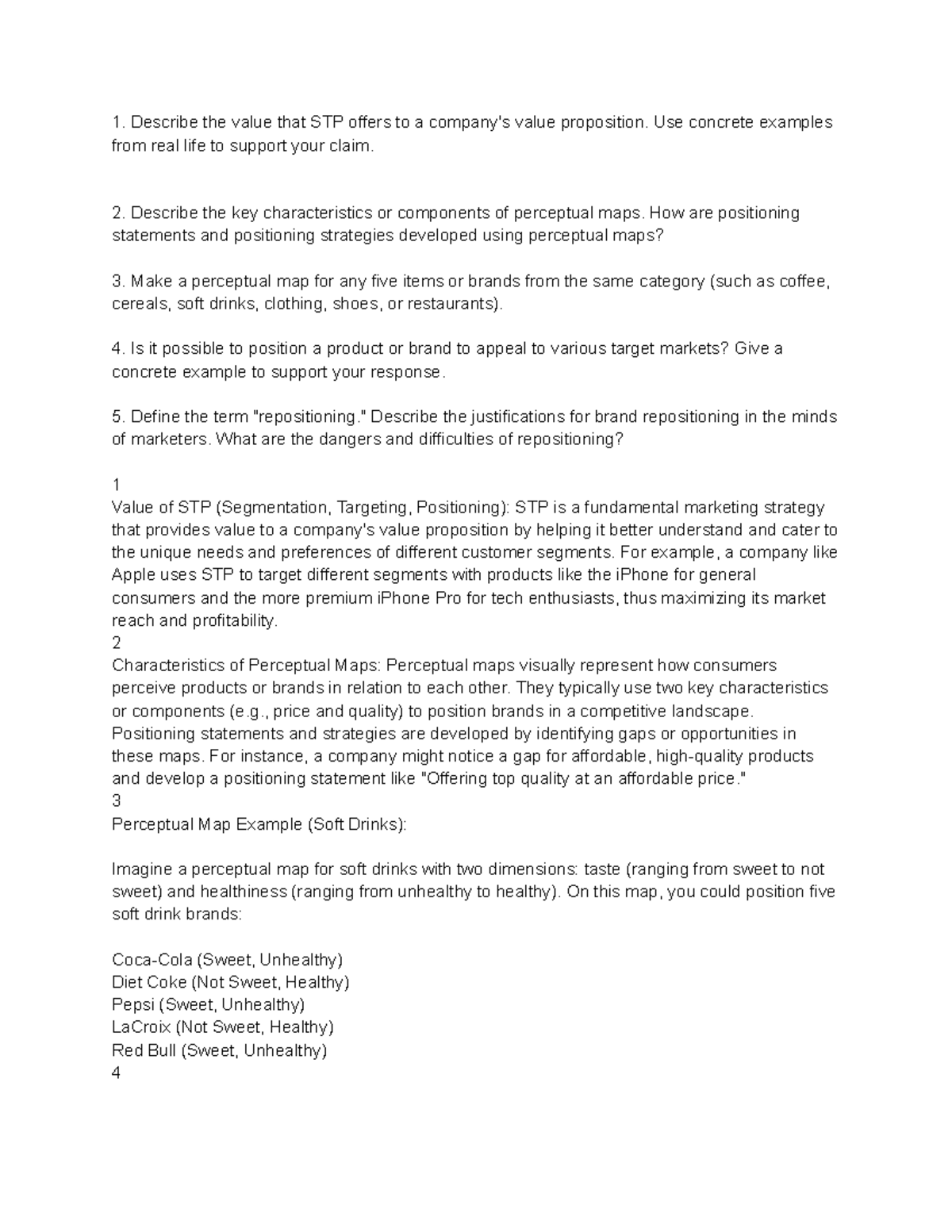 Ch 06 Marketing questions - Describe the value that STP offers to a ...