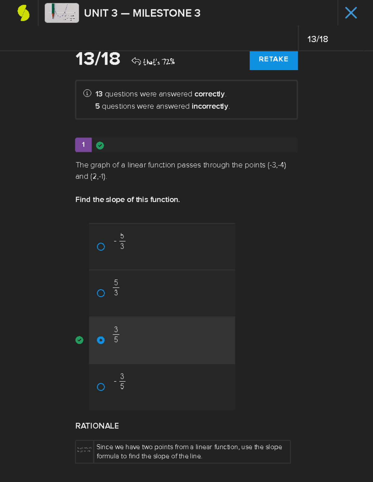 Sophia College Algebra Unit 3 Milestone 3 - 1 13 / 18 that's 72% RETAKE ...