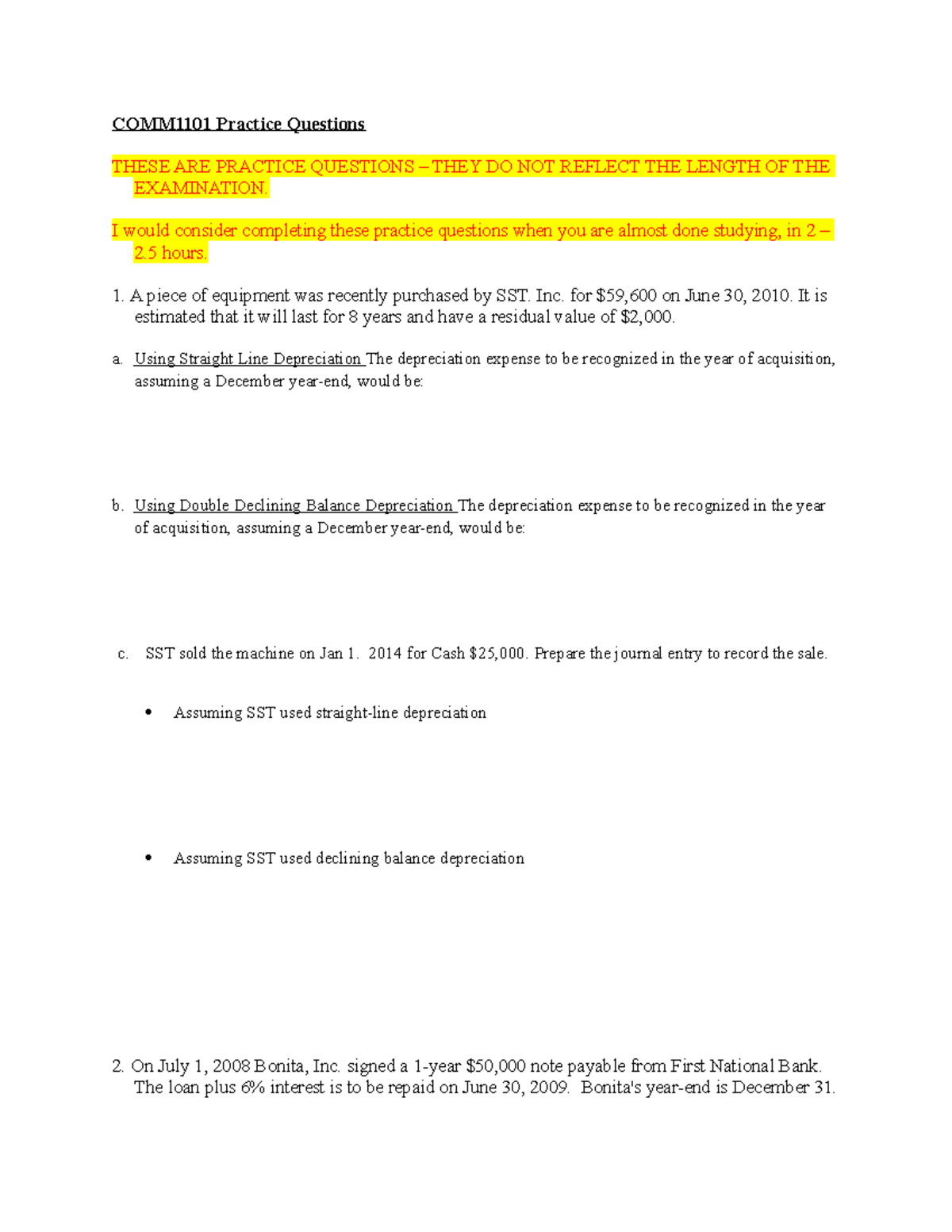 Final Exam Practice Questions - COMM1101 Practice Questions THESE ARE ...